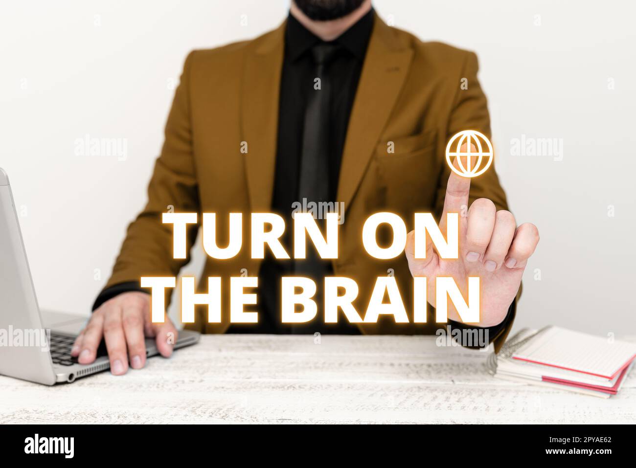 Conceptual caption Turn On The Brain. Word for Apply what you have learned Leadership strategies ...