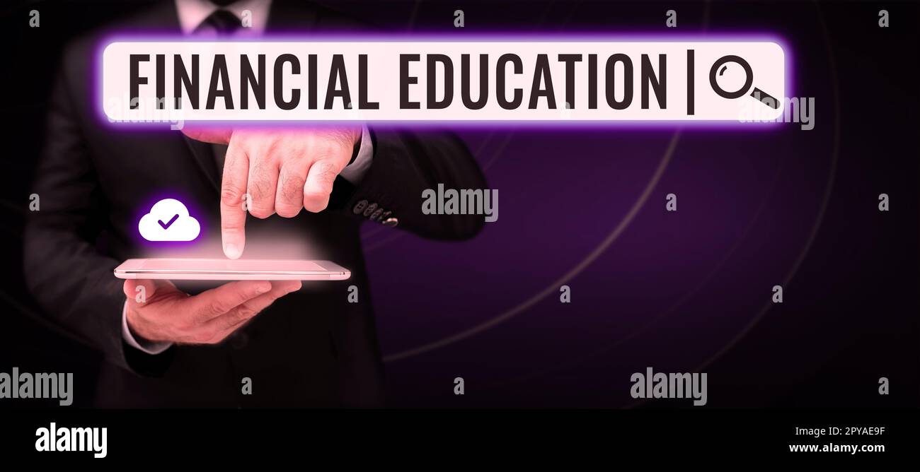 Text caption presenting Financial Education. Business overview ...