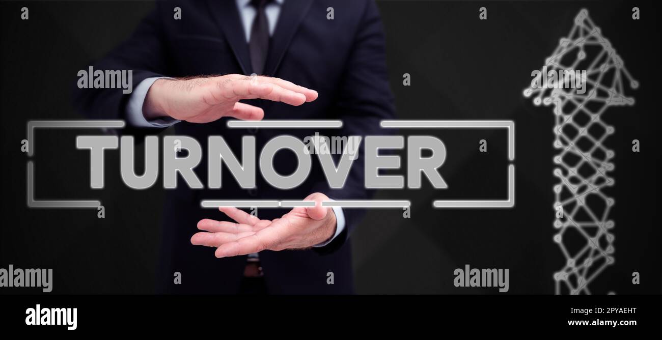 Hand writing sign Turnover. Word Written on the percentage of workers ...