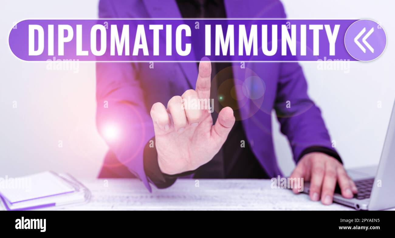 Writing displaying text Diplomatic Immunity. Word Written on law that ...