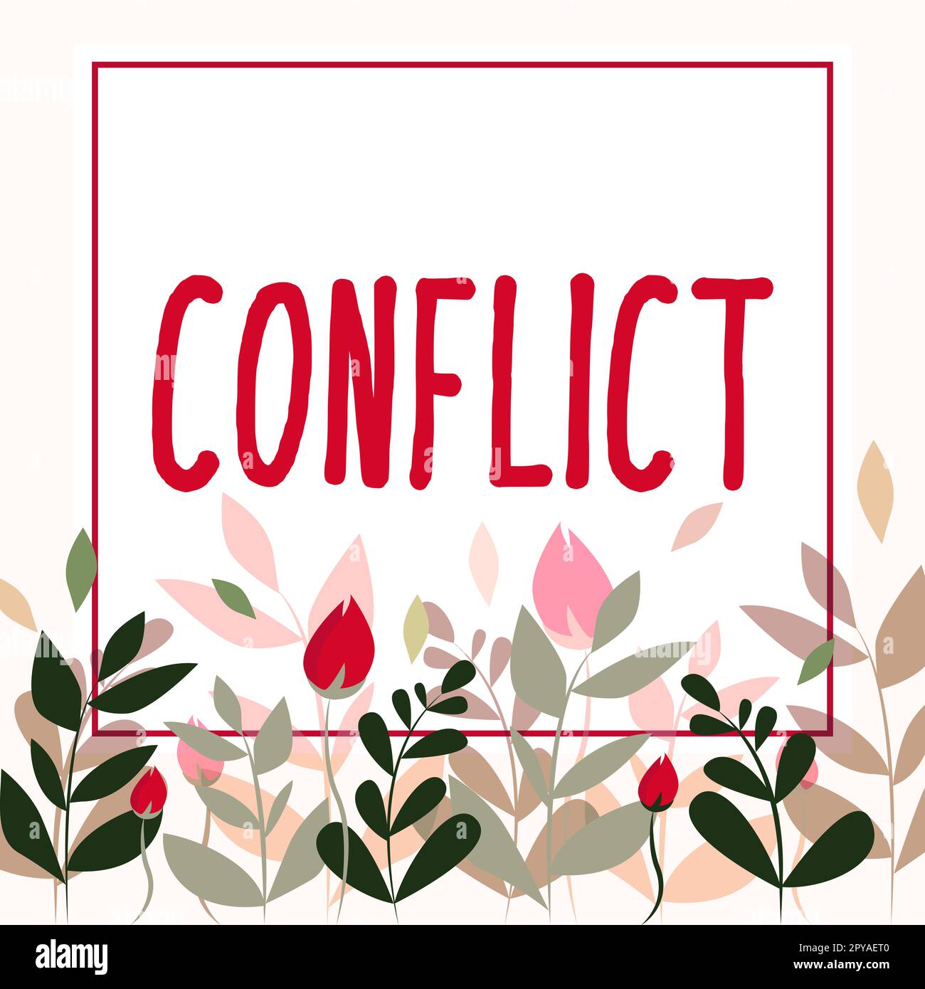 Text caption presenting Conflict. Business idea disagreeing with ...
