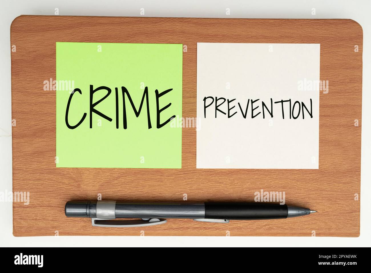 Hand writing sign Crime Prevention. Conceptual photo Federal Offense ...