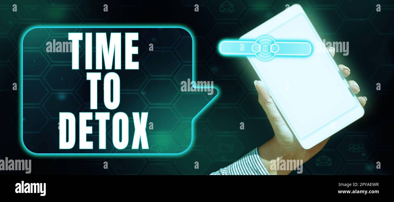 Text caption presenting Time To Detox. Concept meaning Moment for Diet ...
