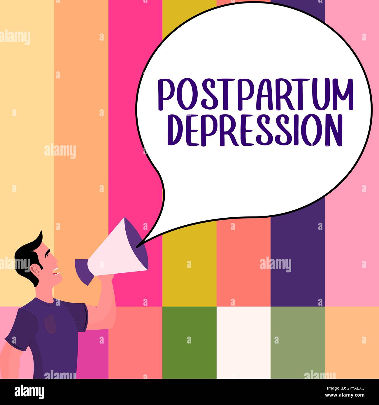 Conceptual caption Postpartum Depression. Word Written on a mood ...