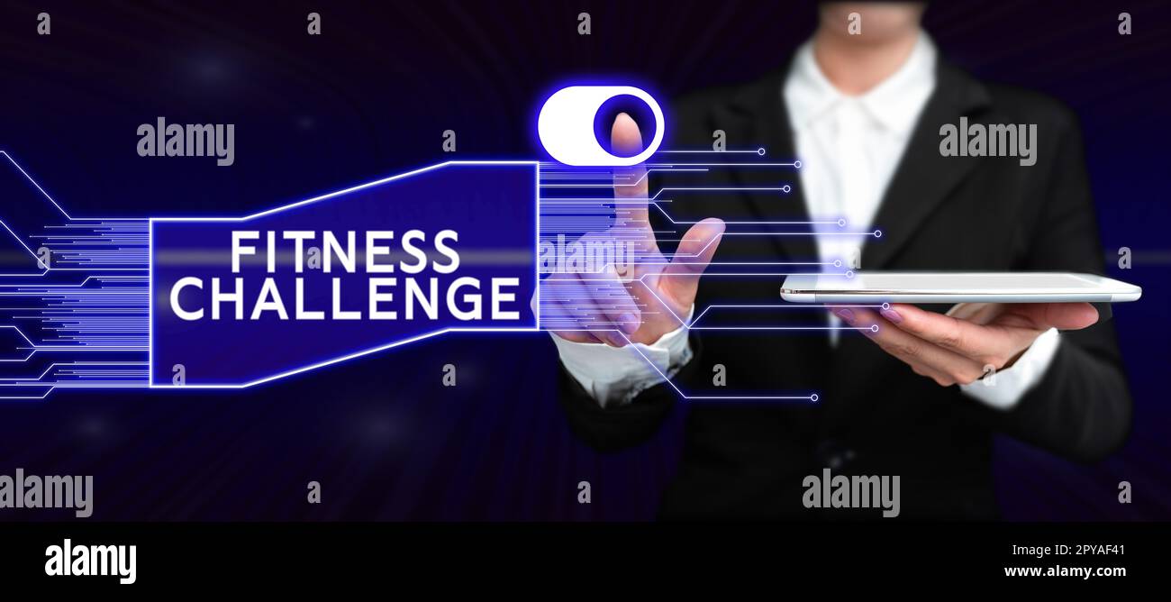 Writing displaying text Fitness Challenge. Word Written on condition of ...