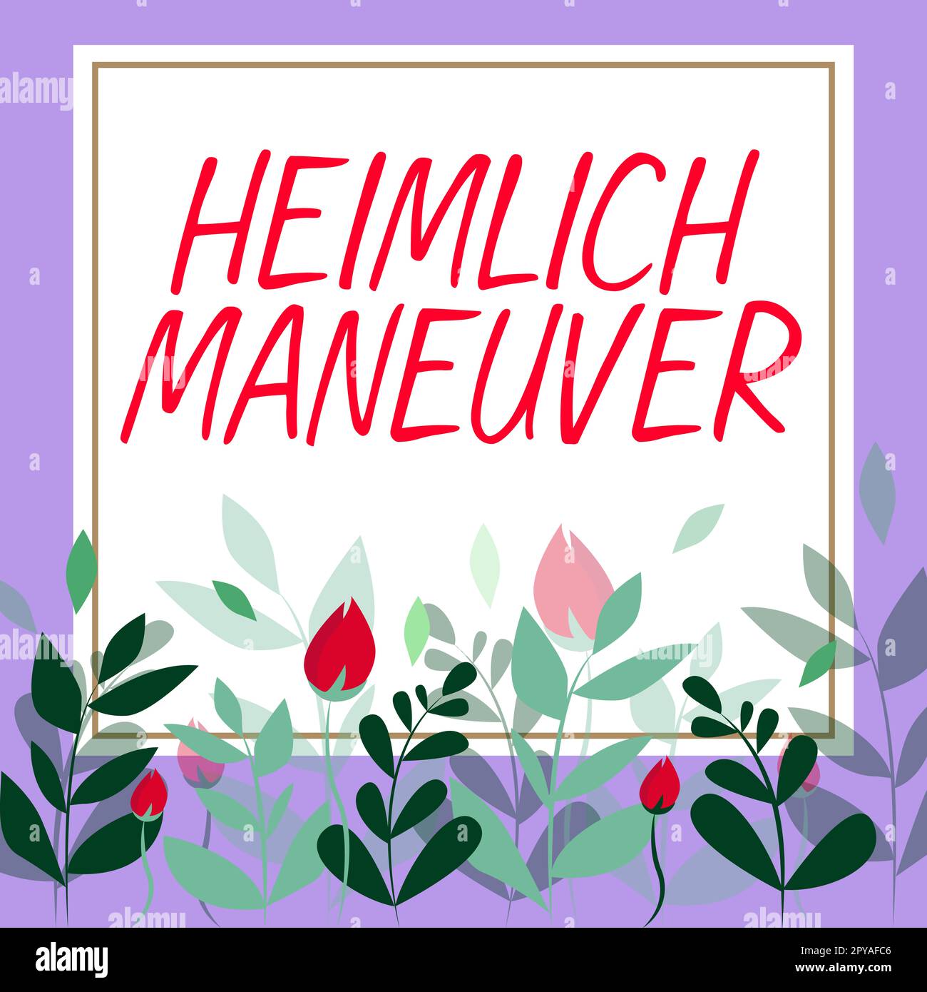 Sign displaying Heimlich Maneuver. Word Written on application of ...