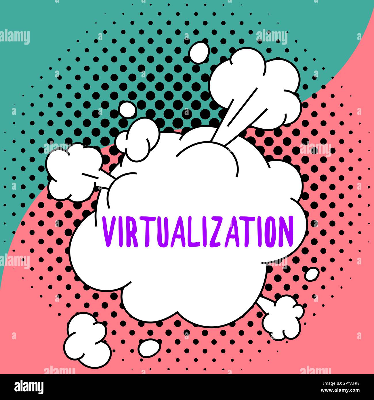 Text caption presenting Virtualization. Concept meaning application of ...