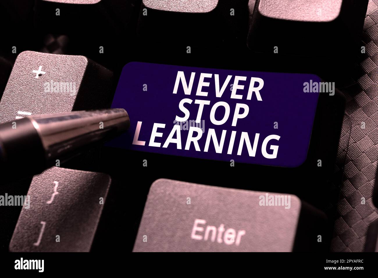 Text sign showing Never Stop Learning. Business idea Continue to ...