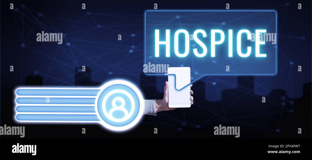 Hand writing sign Hospice. Business concept focuses on the palliation ...