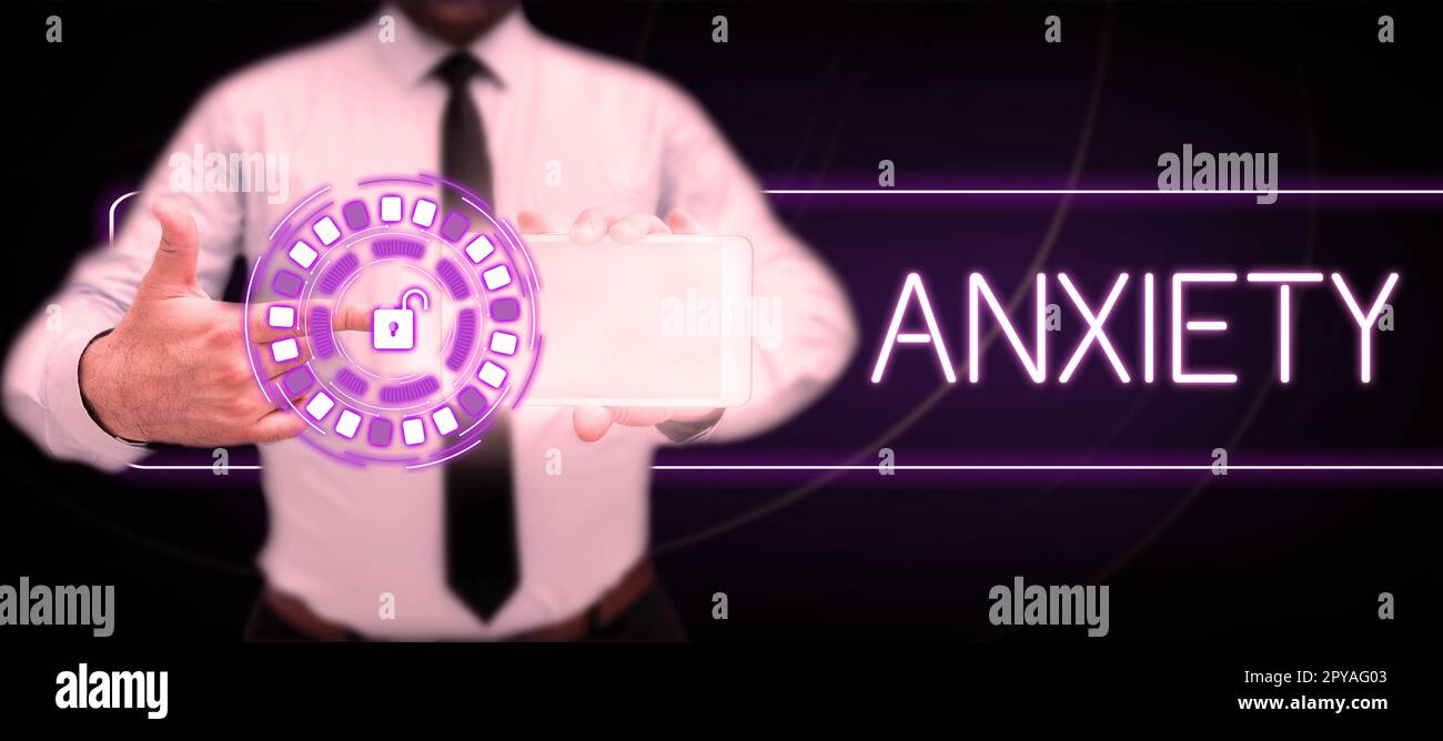 Text sign showing Anxiety. Word for Excessive uneasiness and ...