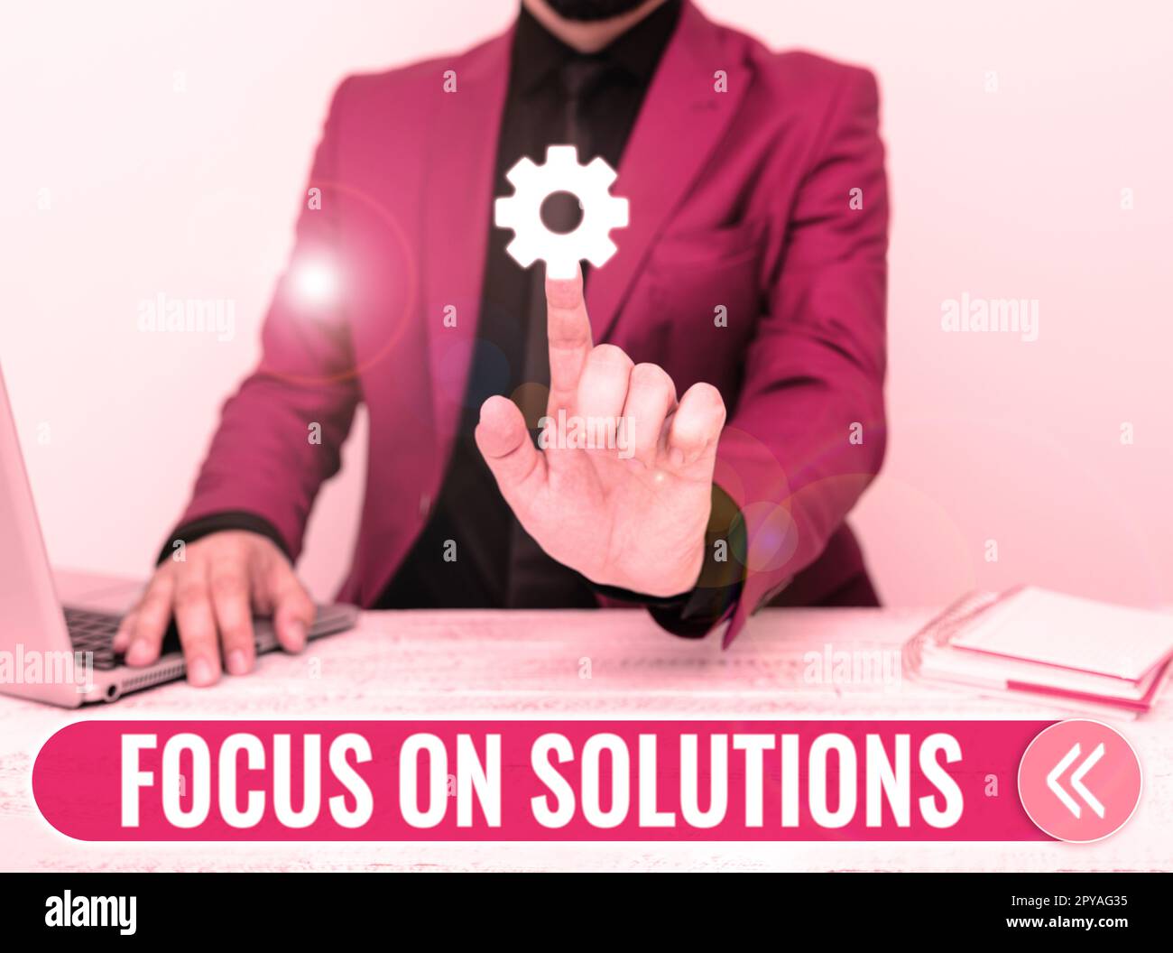 Hand writing sign Focus On Solutions. Internet Concept powerful ...