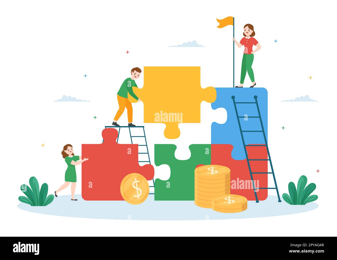 Challenge Illustration with Businessman Running to the Top and ...