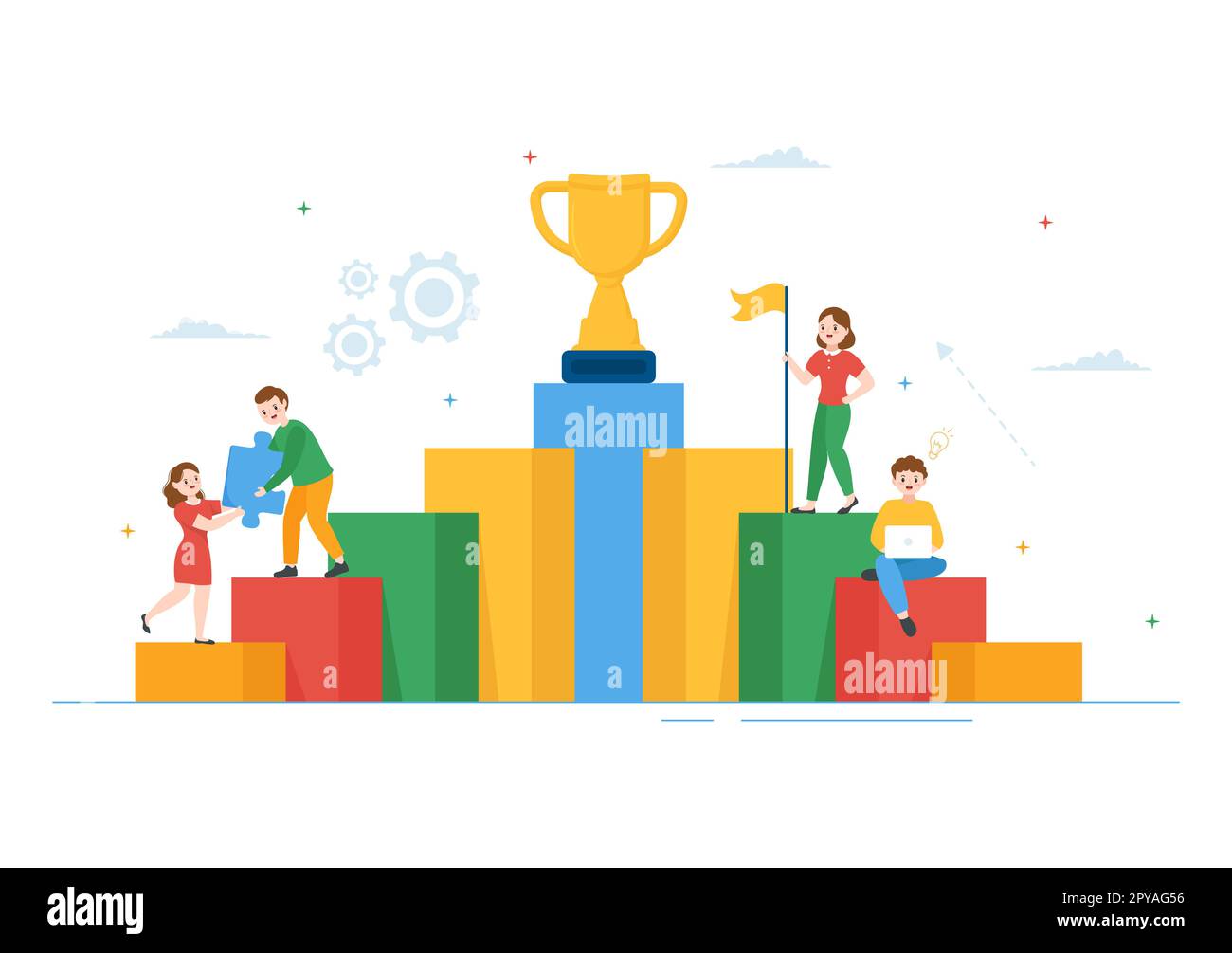 Challenge Illustration with Businessman Running to the Top and ...