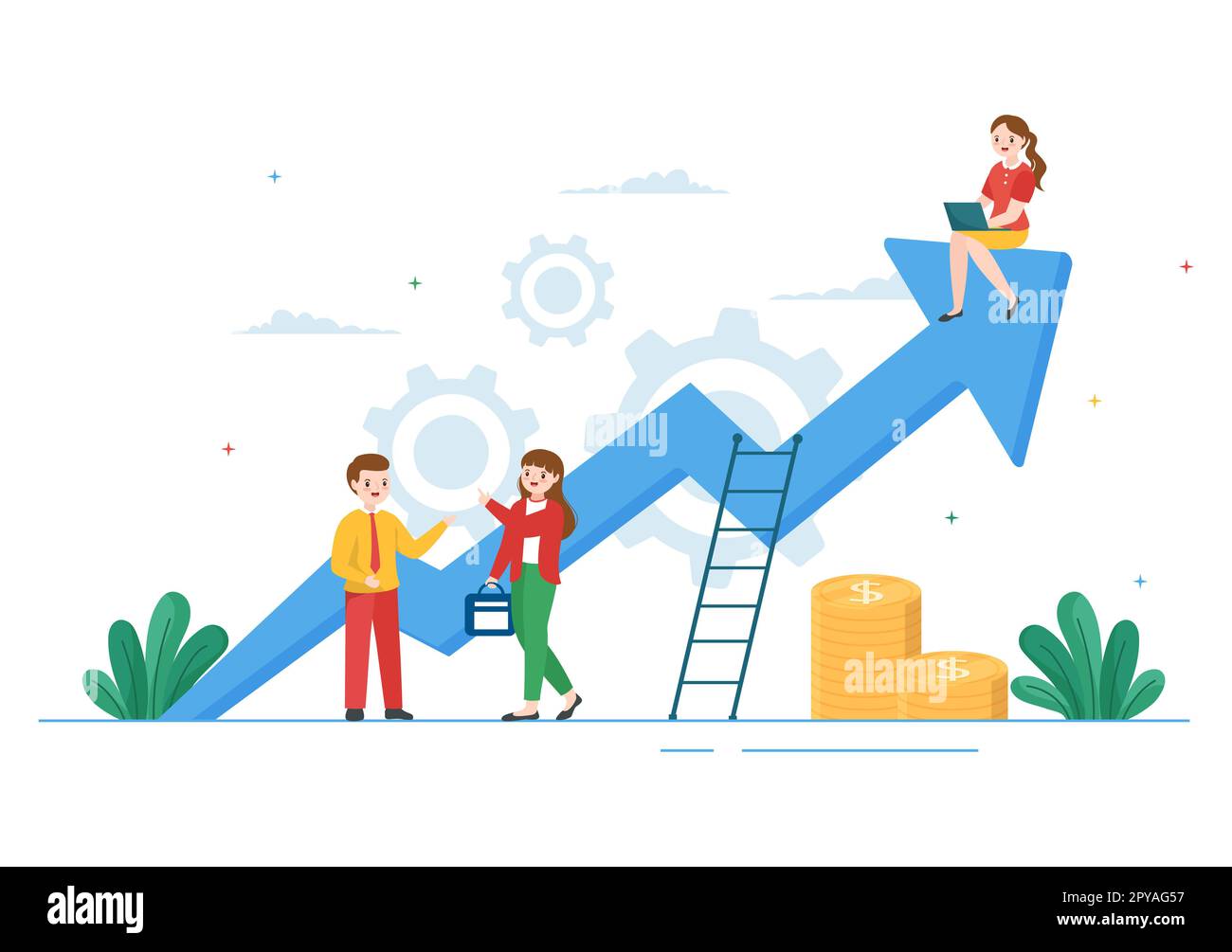 Challenge Illustration with Businessman Running to the Top and ...