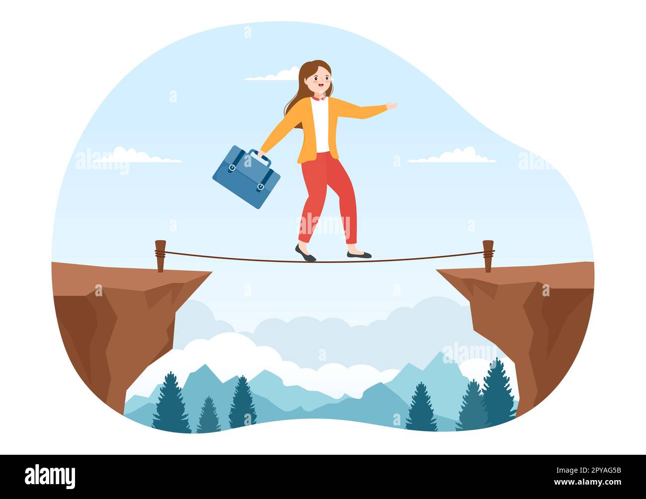 Challenge Illustration with Businessman Running to the Top and ...