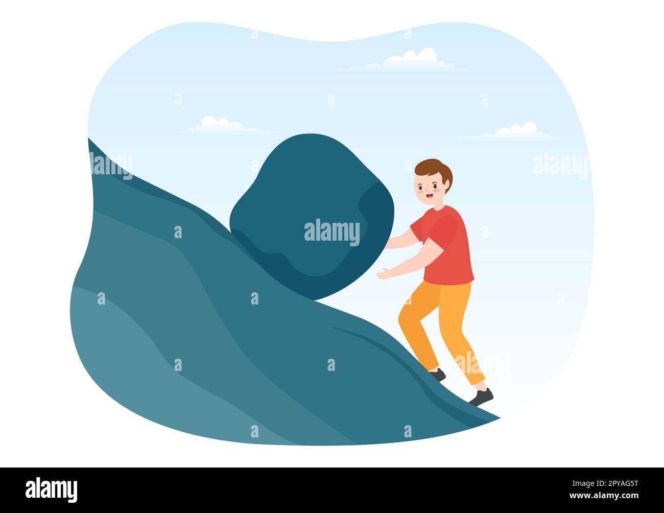 Challenge Illustration with Businessman Running to the Top and ...