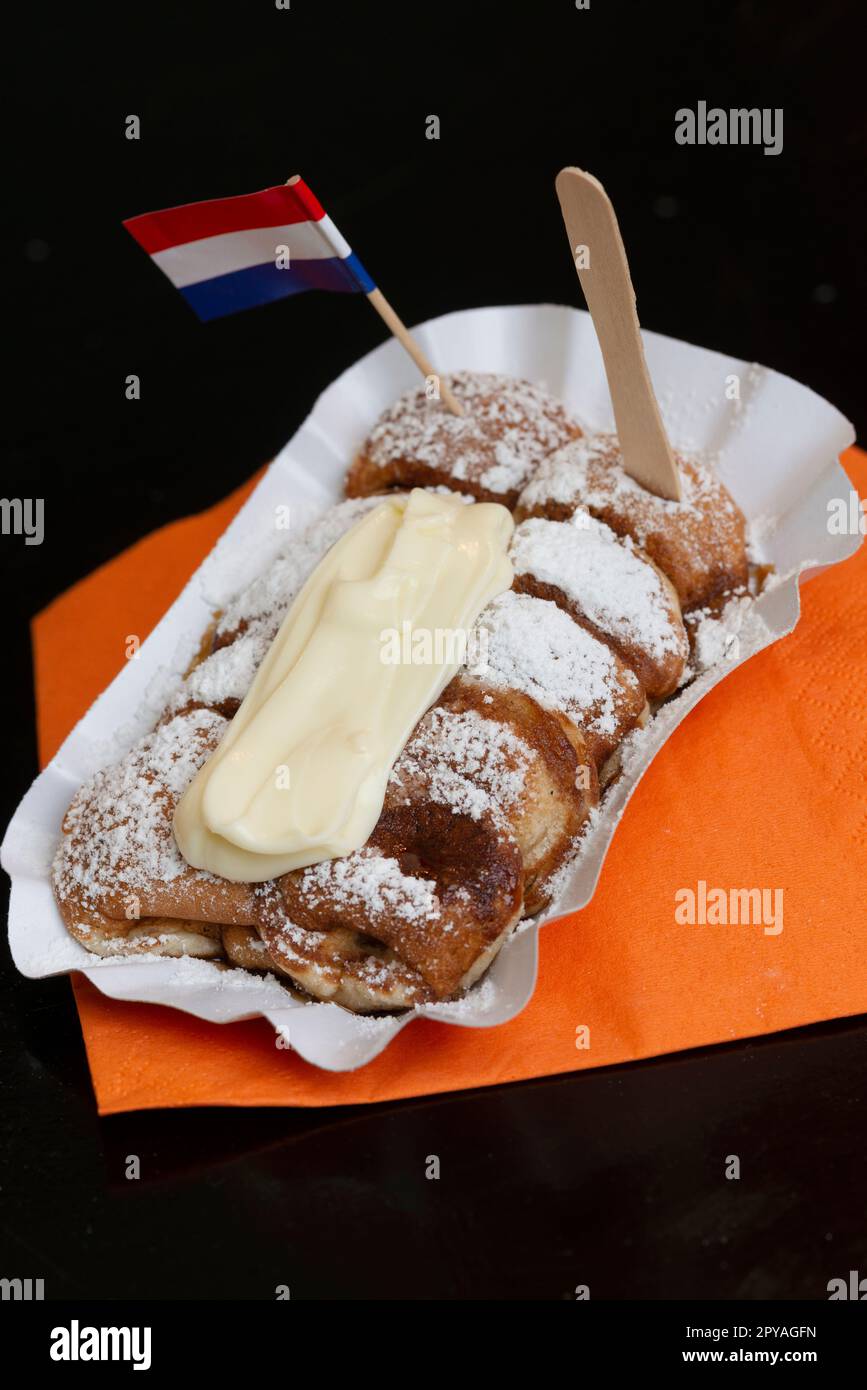 Street Food, Dutch Poffertjes,Traditional Dutch Batter Treat Stock ...