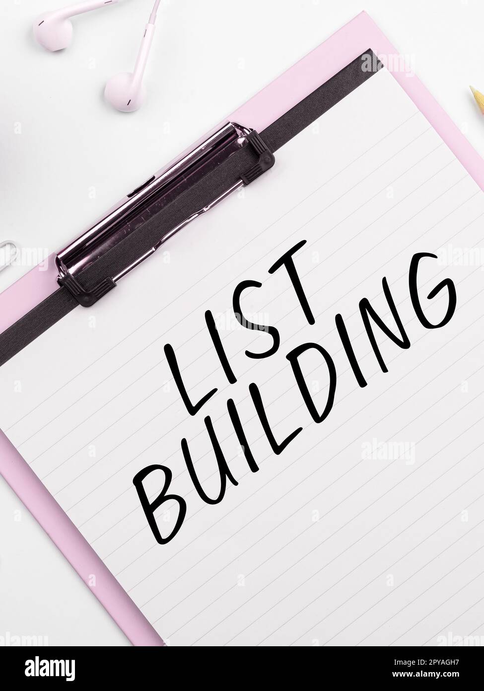 Handwriting text List Building. Business idea database of people you ...