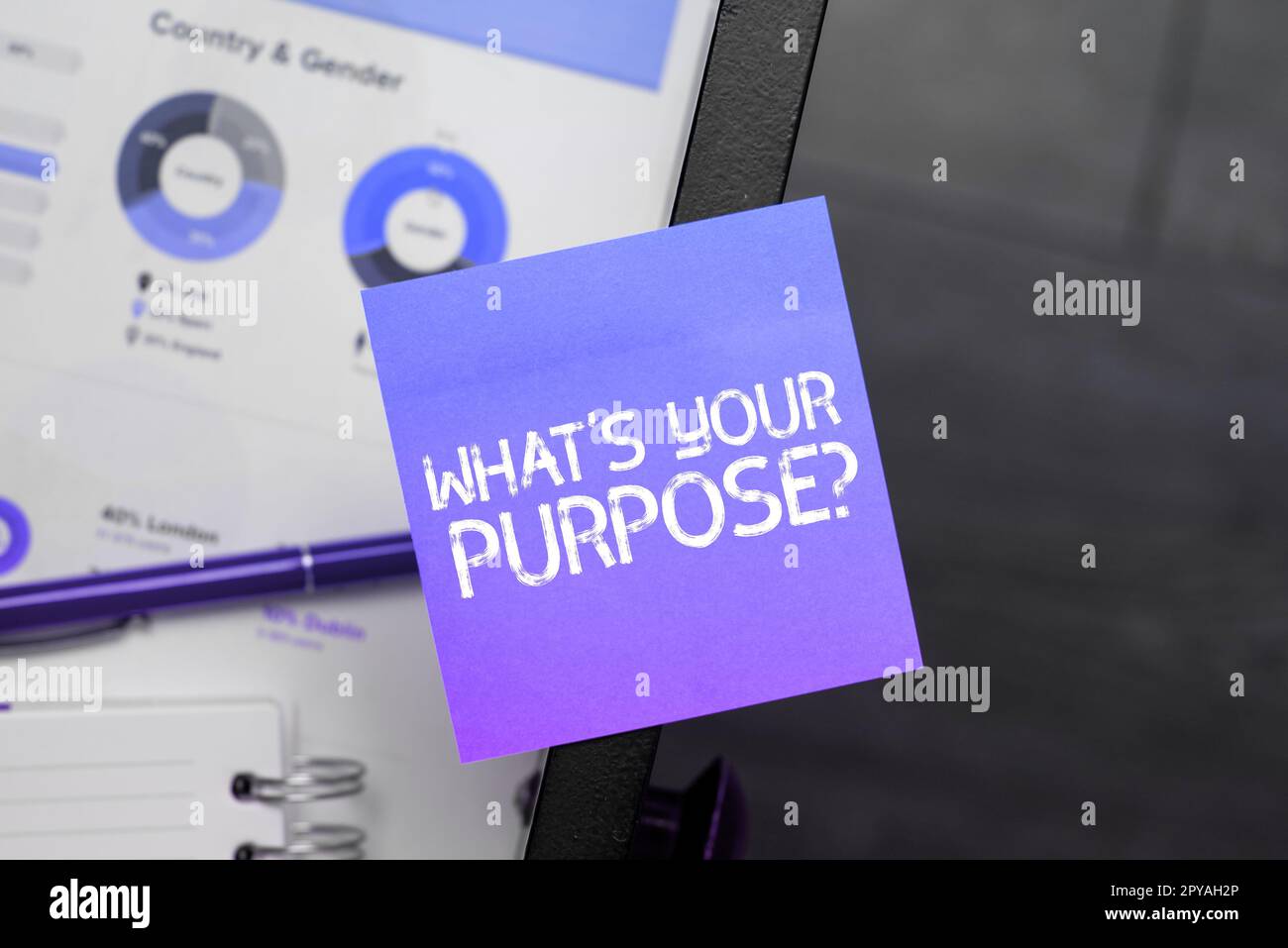 Sign displaying What's Your Purpose. Word Written on question to find ...