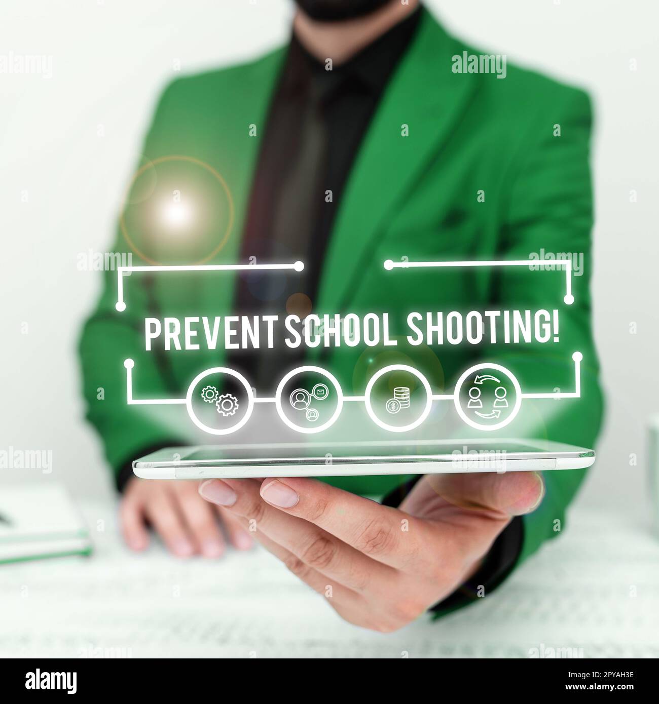 Conceptual caption Prevent School Shooting. Conceptual photo actions ...