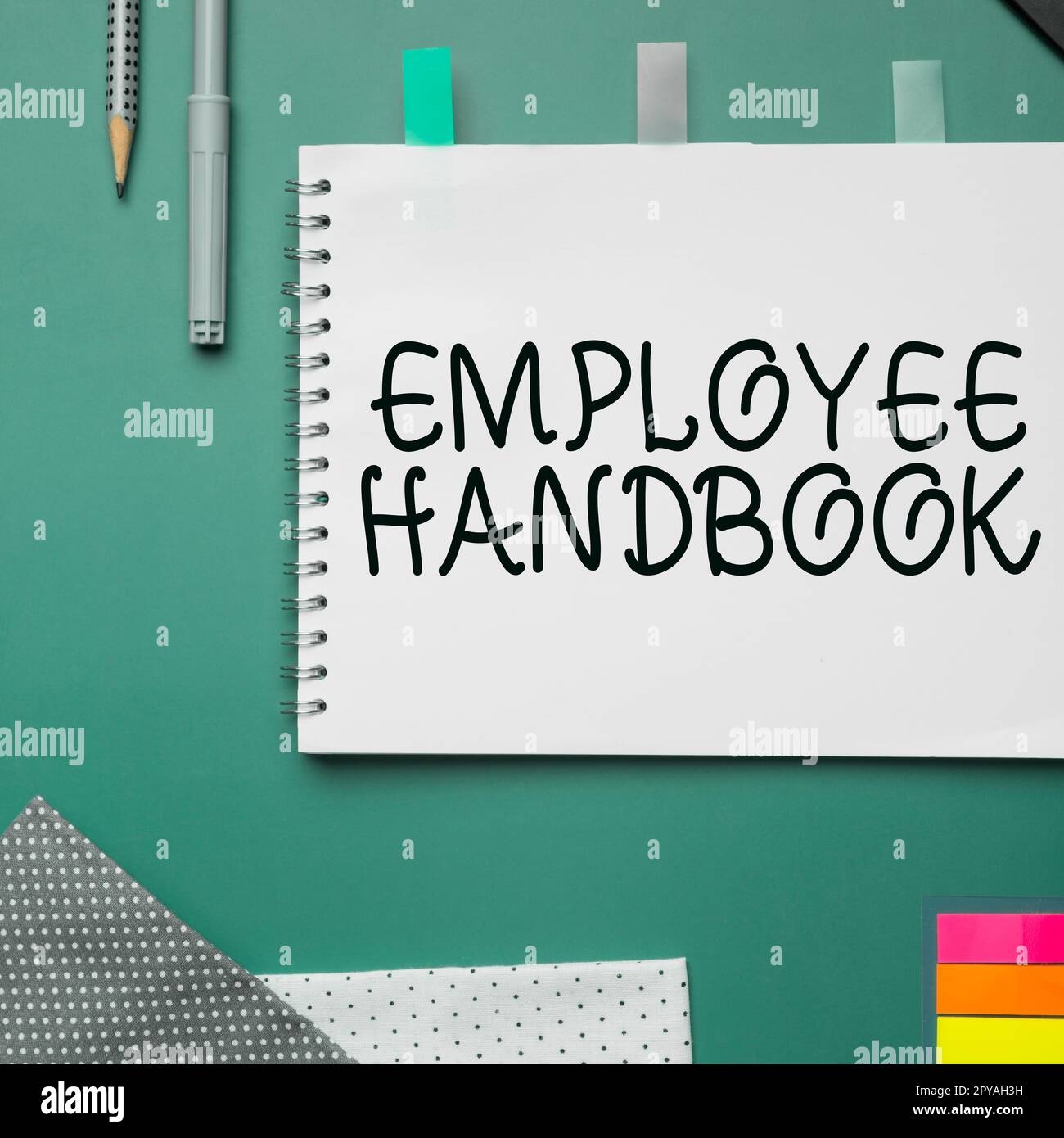 Text caption presenting Employee Handbook. Word Written on Document ...