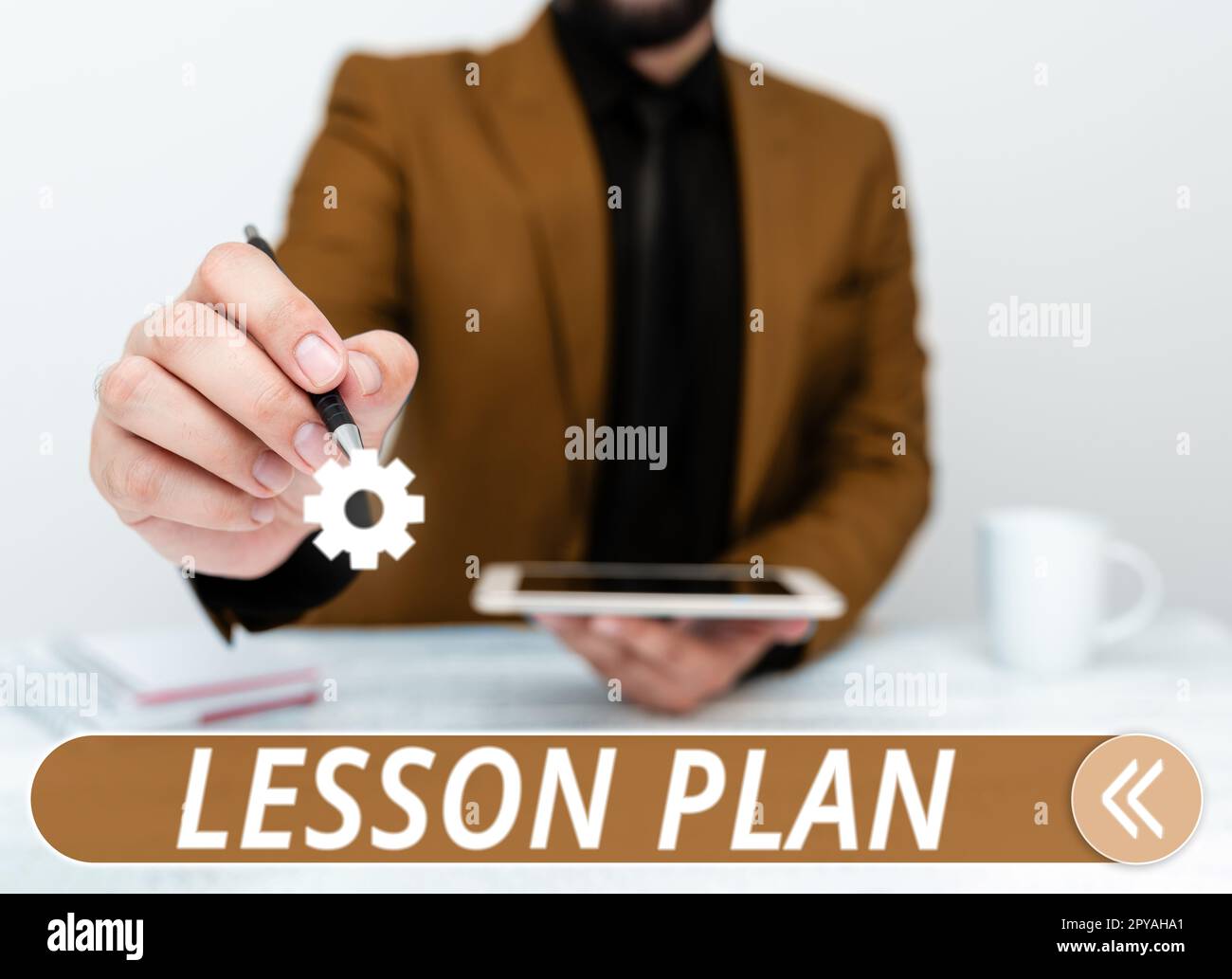 Sign displaying Lesson Plan. Business concept a teacher's detailed ...