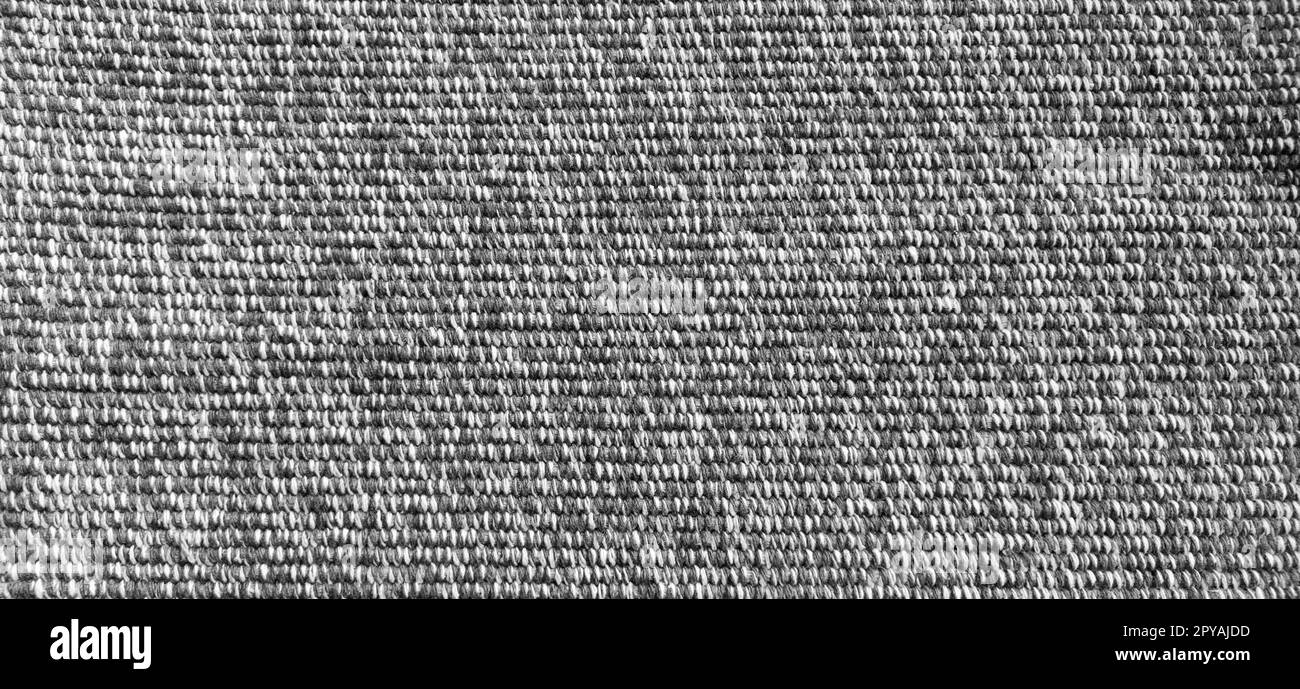 Woven coarse cotton fabric. Close-up. Black and white photography ...