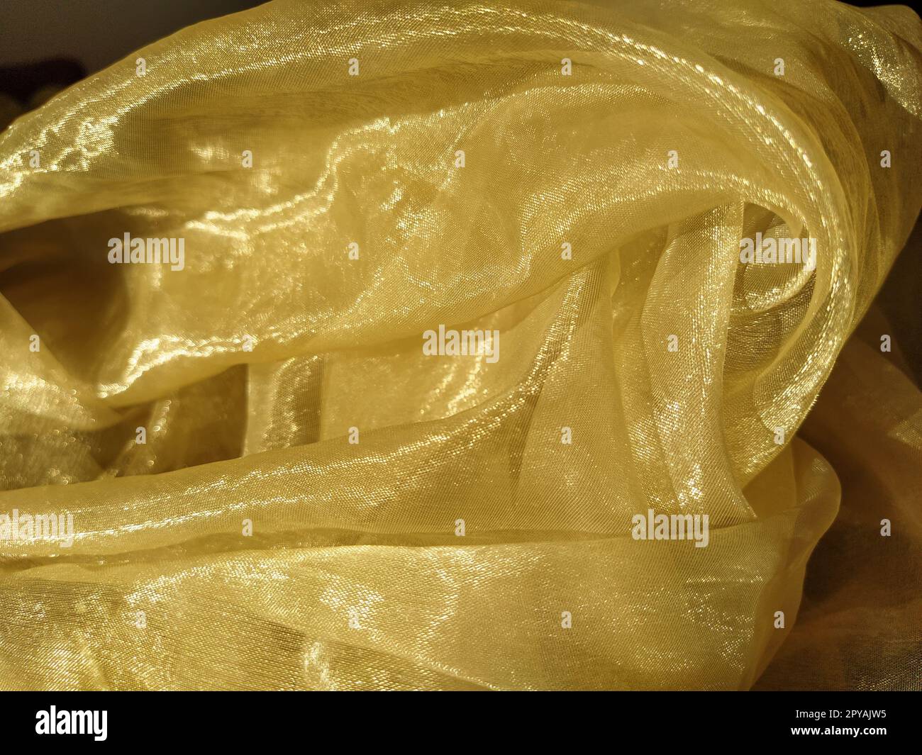 Organza is yellow-brown with a beige sheen. Shiny, reflective ...