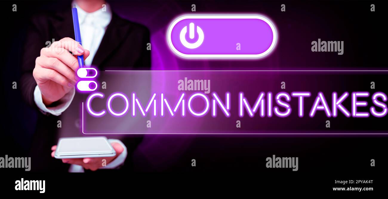 Text caption presenting Common Mistakes. Business idea actions that are ...