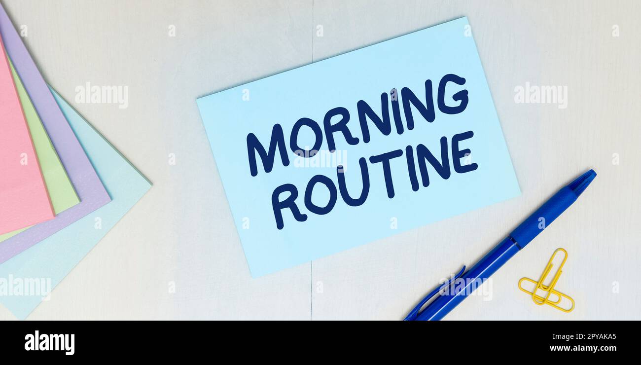 Conceptual display Morning Routine. Internet Concept initiation of ...