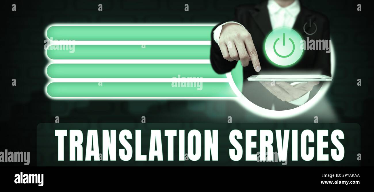 Text caption presenting Translation Services. Business idea organization that provide people to ...