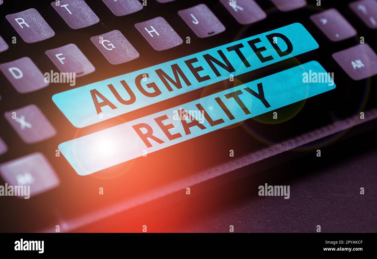 Text caption presenting Augmented Reality. Word for technology that ...