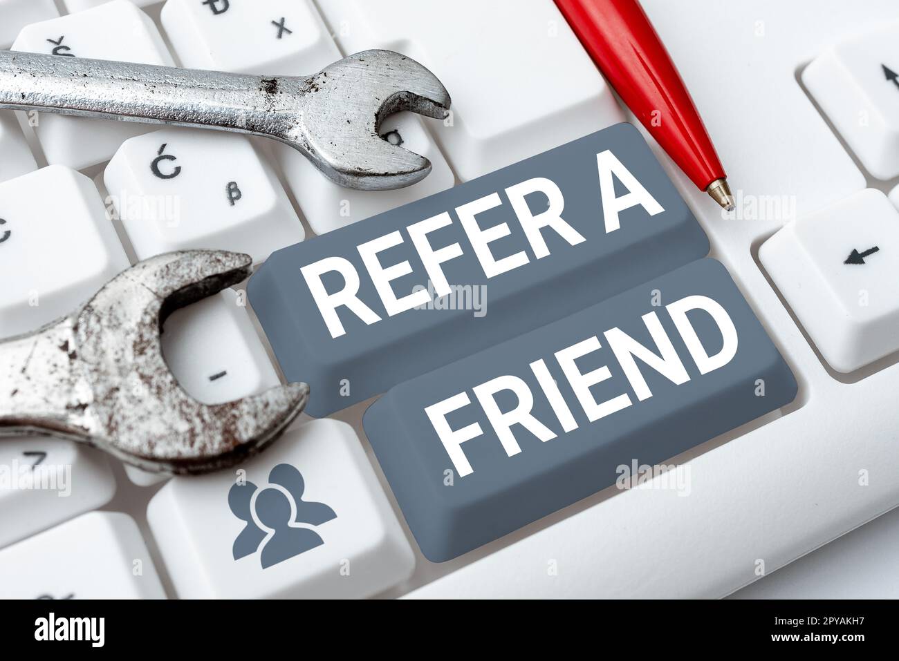 Writing displaying text Refer A Friend. Word for Recommendation Appoint ...