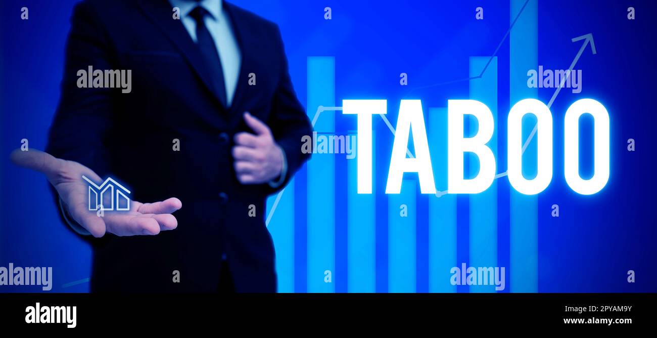 Sign displaying Taboo. Conceptual photo a social or religious custom ...