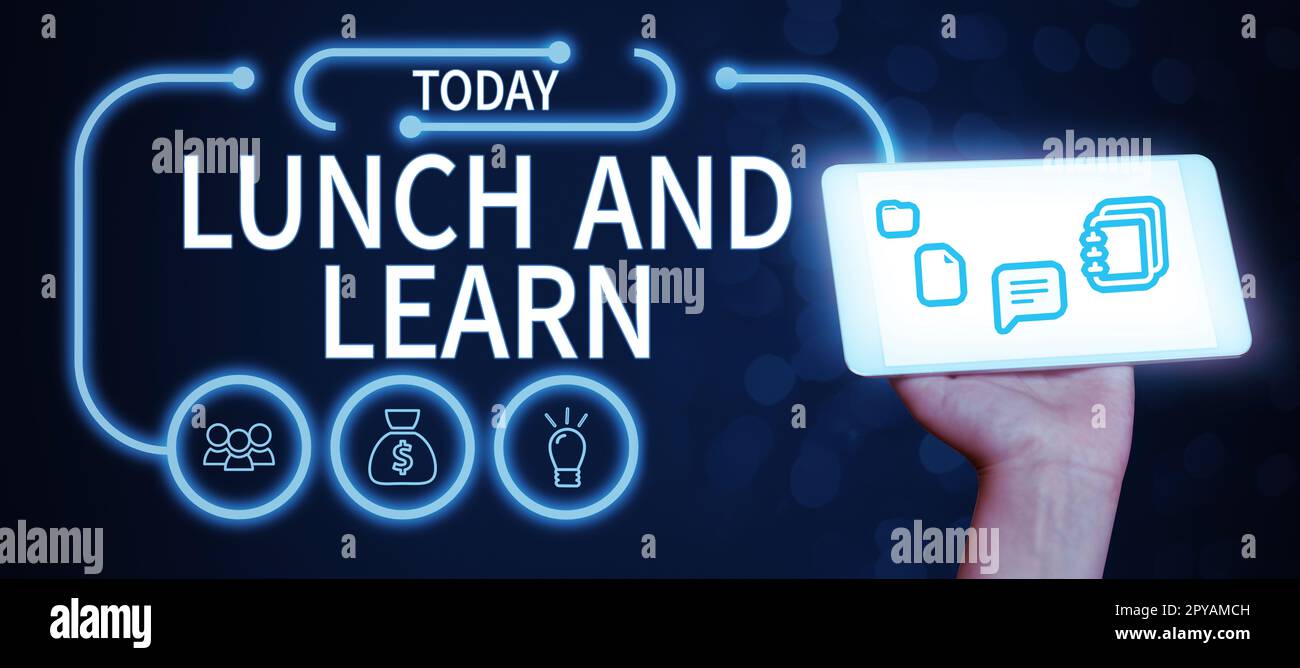 Text caption presenting Lunch And Learn. Word for Have meal and study ... Text caption presenting Lunch And Learn. Word for Have meal and study ...