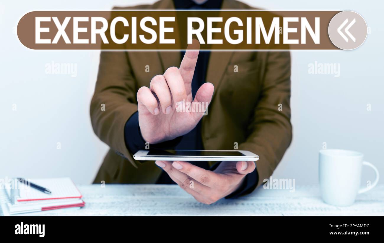 Handwriting text Exercise Regimen. Internet Concept move body ...