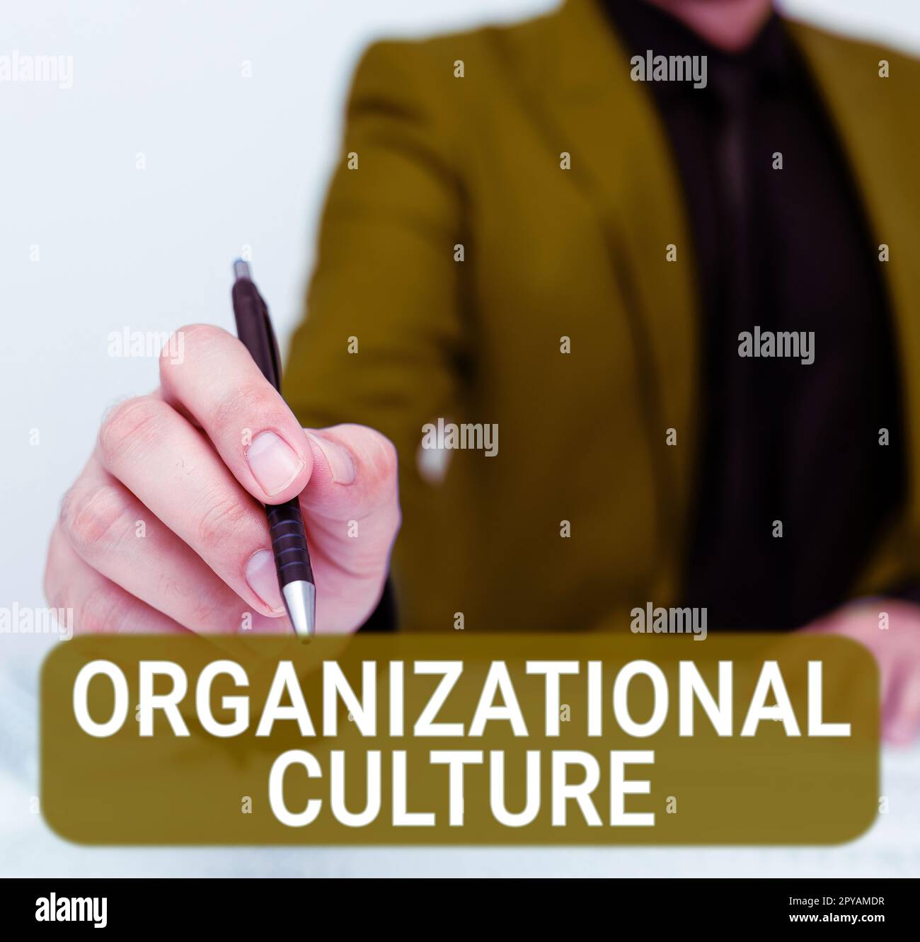 Hand writing sign Organizational Culture. Word for the study of the way ...