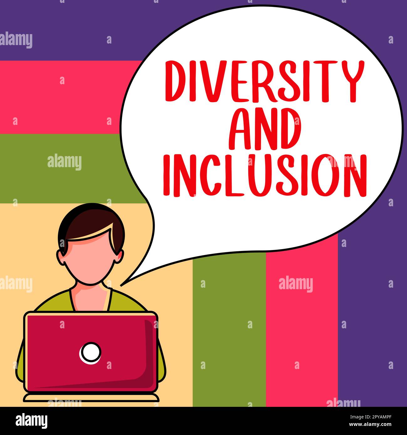 Text caption presenting Diversity And Inclusion. Word Written on range ...