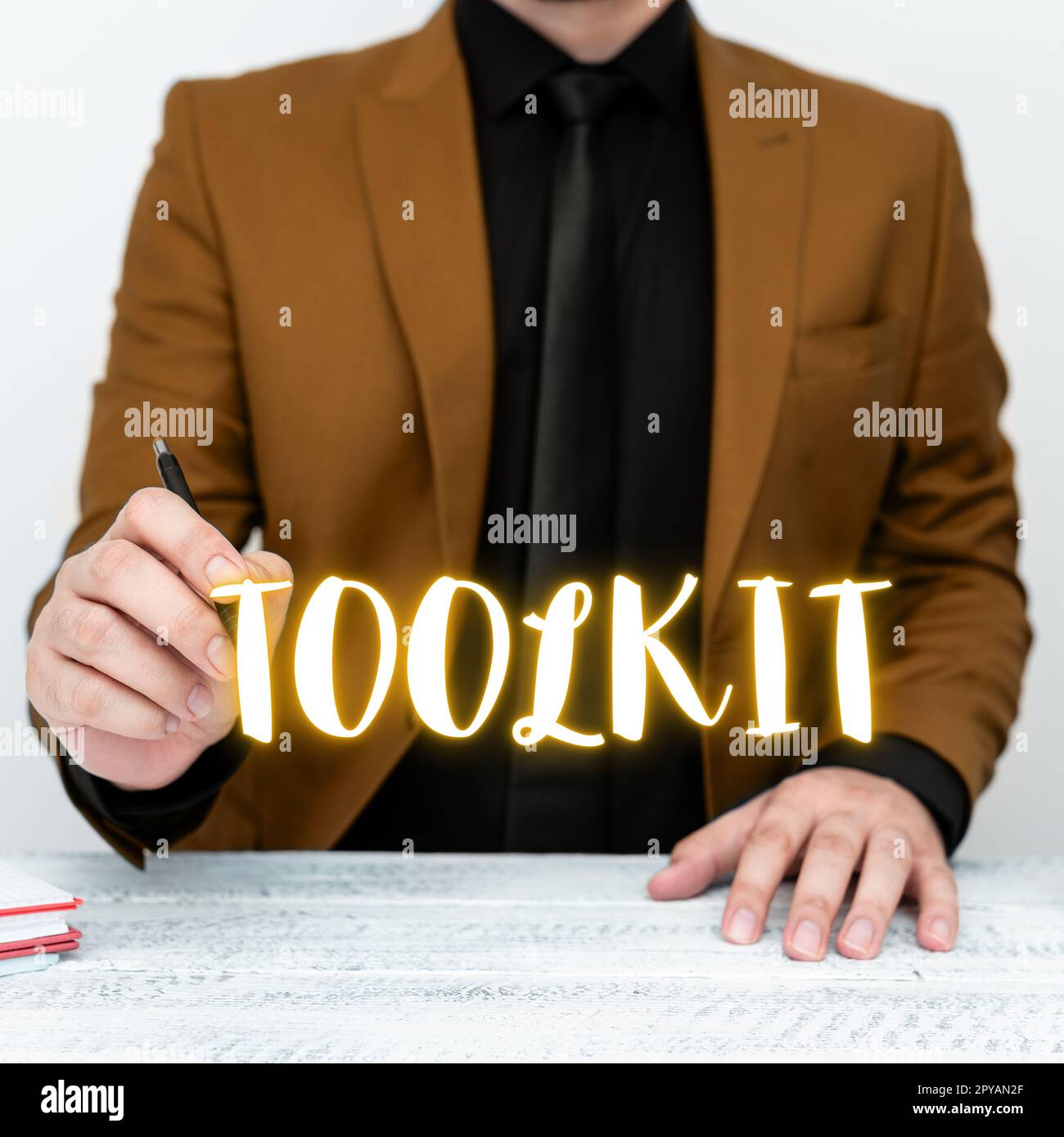 Conceptual caption Toolkit. Word for set of tools kept in a bag or box ...