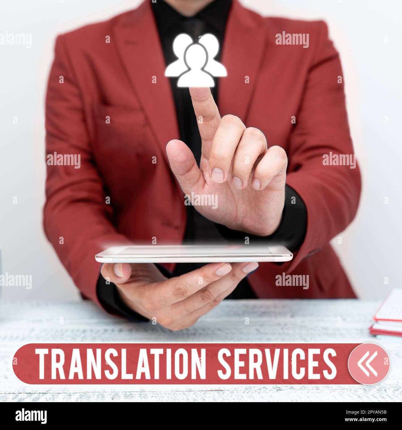 Text sign showing Translation Services. Business overview organization ...