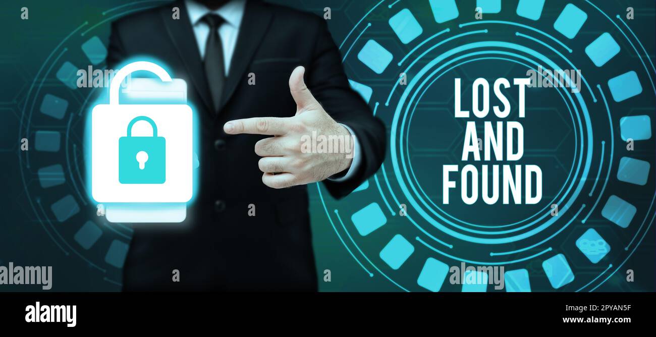 Text caption presenting Lost And Found. Business approach Place where ...