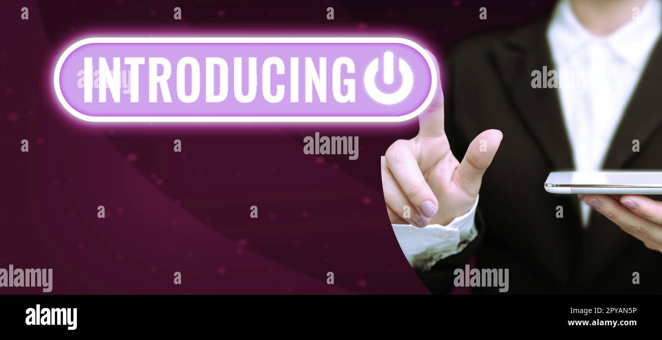 Text sign showing Introducing. Business idea Presenting a topic or ...