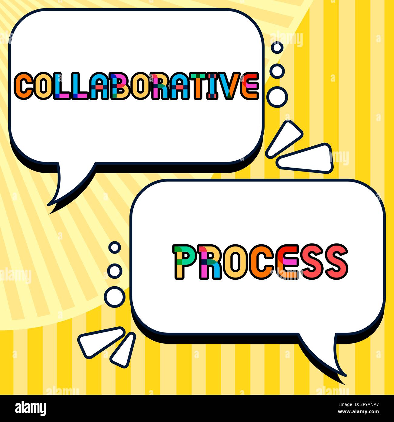 Hand writing sign Collaborative Process. Business overview people and ...