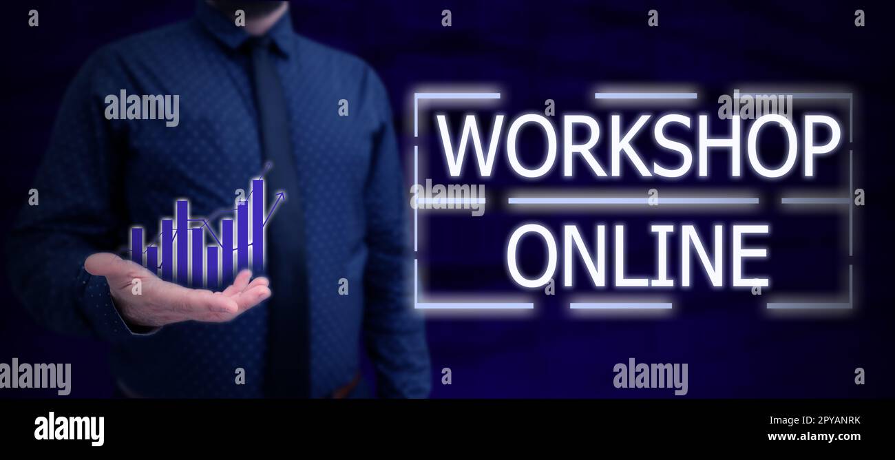Text caption presenting Workshop Online. Word Written on room or ... Text caption presenting Workshop Online. Word Written on room or ...
