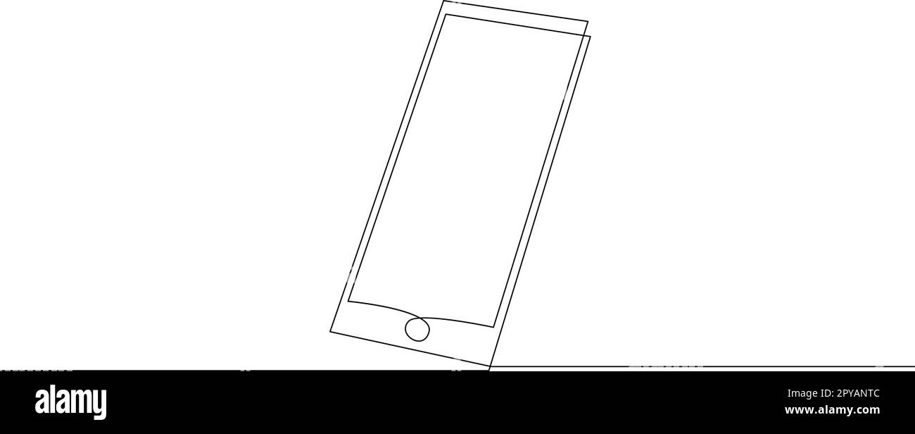 Continuous single line drawing of smartphone. Phone drawn in one line ...