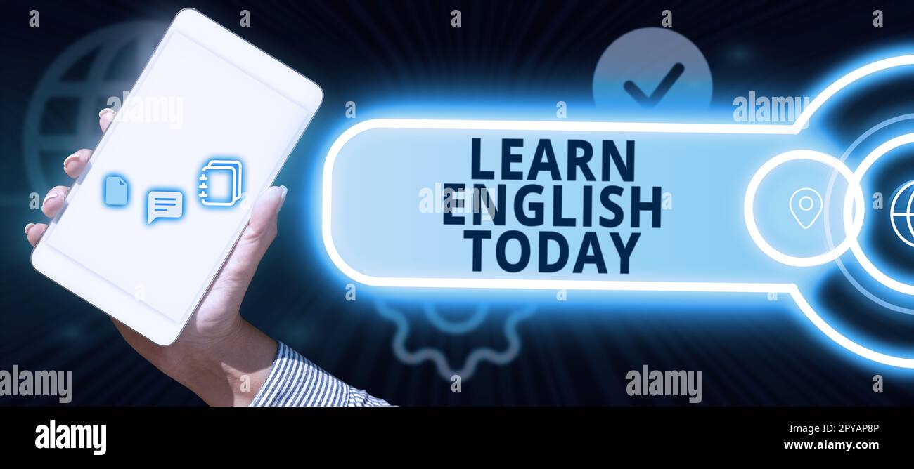 Text caption presenting Learn English Today. Conceptual photo gain or ...