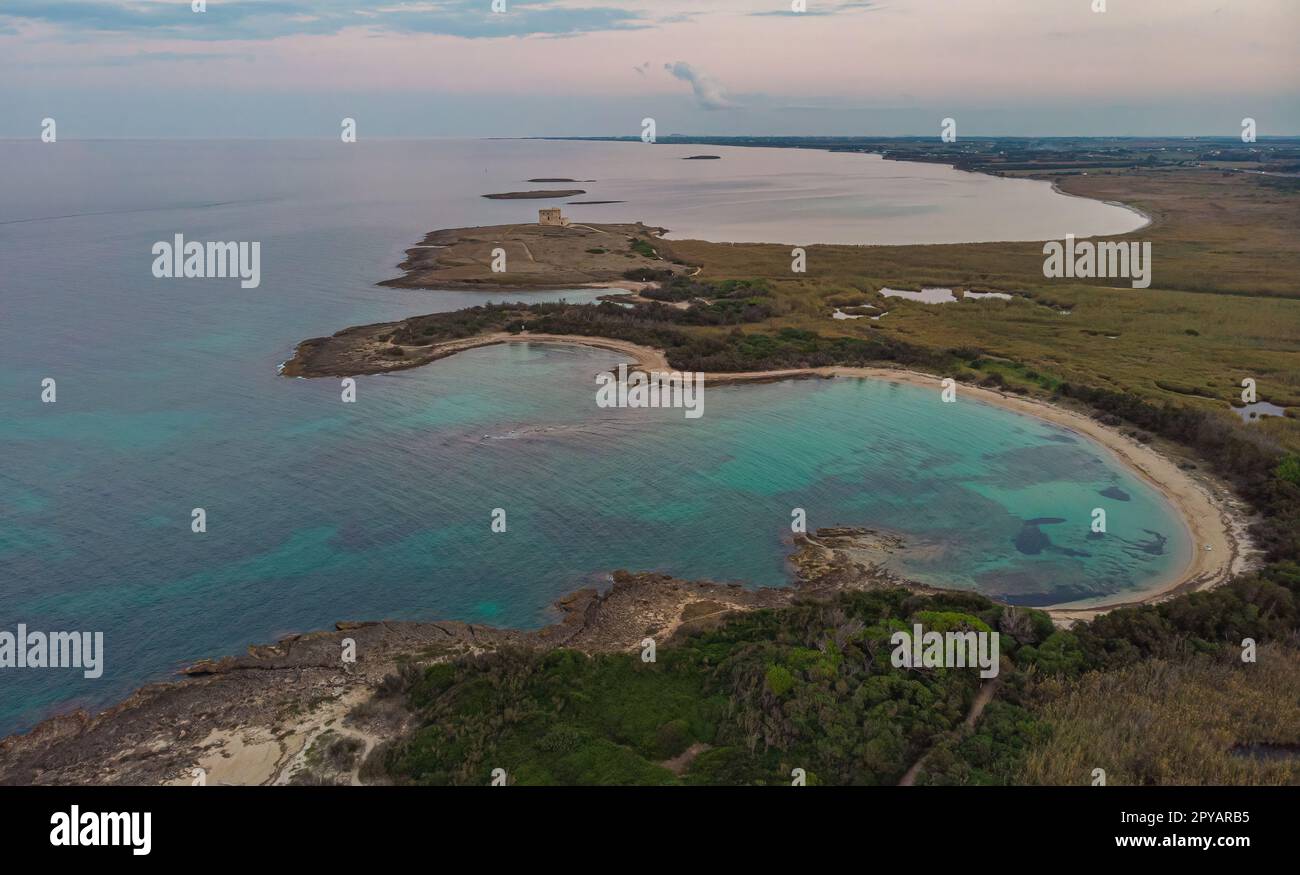 Aerial view torre guaceto natural reserve, apulia Stock Photo - Alamy
