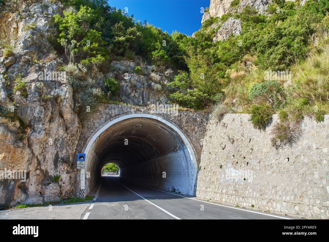 Characteristic tunnel in the Amalfi coast, Italy, Europe Stock Photo ...