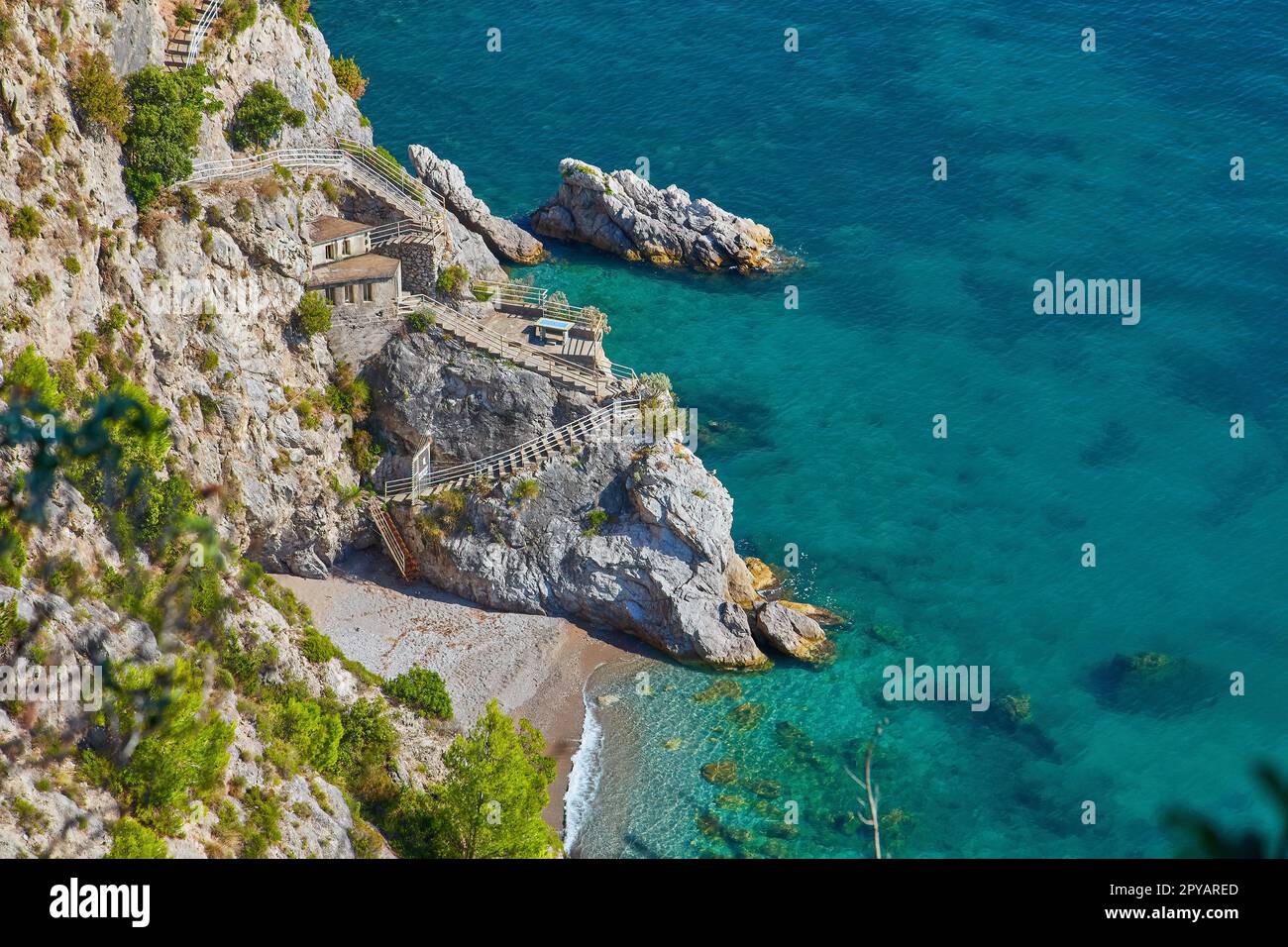 Rocky Cliffs and Mountain Landscape by the Tyrrhenian Sea. Amalfi Coast ...