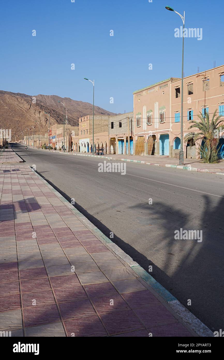 Street at african Tissint town in Tata province in Souss-Massa region ...